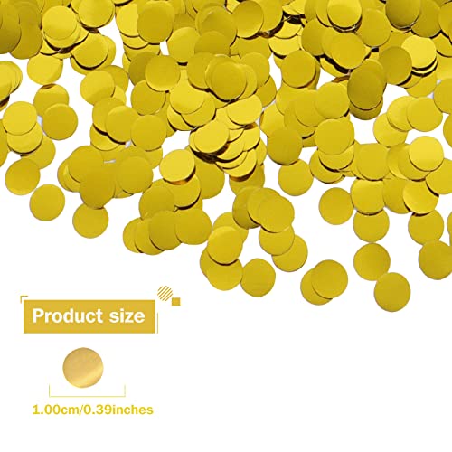 QOOLBUY Round Paper Table Confetti Dots,Paper Confetti Circles,Party Glitter Confetti for Wedding Bridal Birthday Party Decoration 0.4 Inch (1.76 OZ)-Gold Confetti for Table