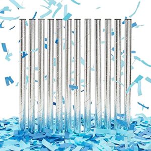 blue confetti wand for boy gender reveal party (0.75 x 13.8 inches, 12 pack)