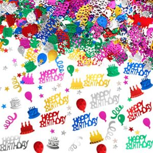 willbond 3000 pieces happy birthday confetti birthday cake confetti metallic foil balloon confetti table scatter confetti decorations for birthday party, baby shower,diy arts and crafting(multi-color)