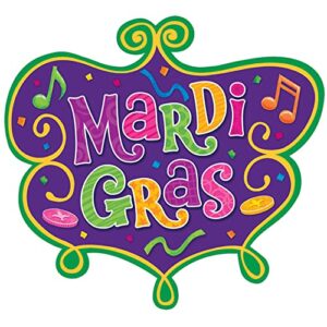 amscan mardi gras medium cutout, 10 1/2″ x 11″, multicolor