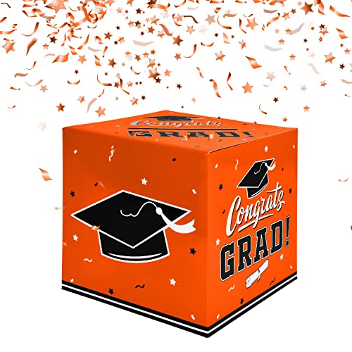 Gatherfun Graduation Party Decorations Graduation Box Graduation Card Box for Graduation Gift Graduation Party Favors Decor Party Supplies Orange