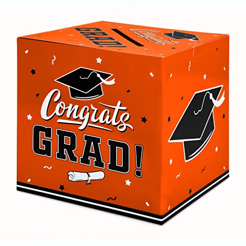 Gatherfun Graduation Party Decorations Graduation Box Graduation Card Box for Graduation Gift Graduation Party Favors Decor Party Supplies Orange