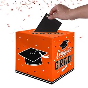 Gatherfun Graduation Party Decorations Graduation Box Graduation Card Box for Graduation Gift Graduation Party Favors Decor Party Supplies Orange