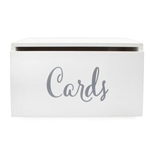 darware wooden wedding card box for reception, white decorative card receiving box for birthdays, showers, graduations and more