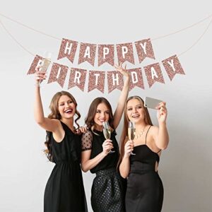 Pre-Strung Happy Birthday Banner - NO DIY - Rose Gold Glitter Birthday Party Banner - Pre-Strung Garland on 6 ft Strands - Rose Gold Birthday Party Decorations & Decor. Did we mention no DIY?