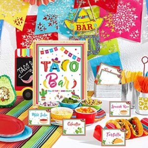 Kitticcino Taco Bar Decoration Kit - Banner Sign Tents Garland for Fiesta Mexican Cinco De Mayo Themed Party Bachelorette Bridal Shower, Housewarming