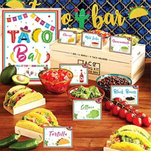 Kitticcino Taco Bar Decoration Kit - Banner Sign Tents Garland for Fiesta Mexican Cinco De Mayo Themed Party Bachelorette Bridal Shower, Housewarming