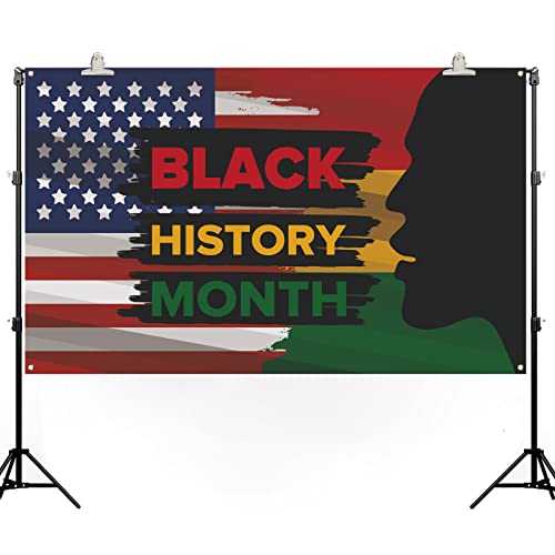 Pudodo Black History Month Backdrop Banner Star Stripes African American Holiday Party Photography Background Wall Decoration