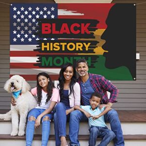 Pudodo Black History Month Backdrop Banner Star Stripes African American Holiday Party Photography Background Wall Decoration