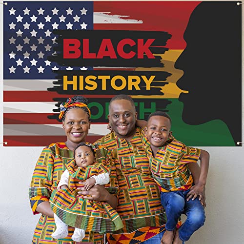 Pudodo Black History Month Backdrop Banner Star Stripes African American Holiday Party Photography Background Wall Decoration