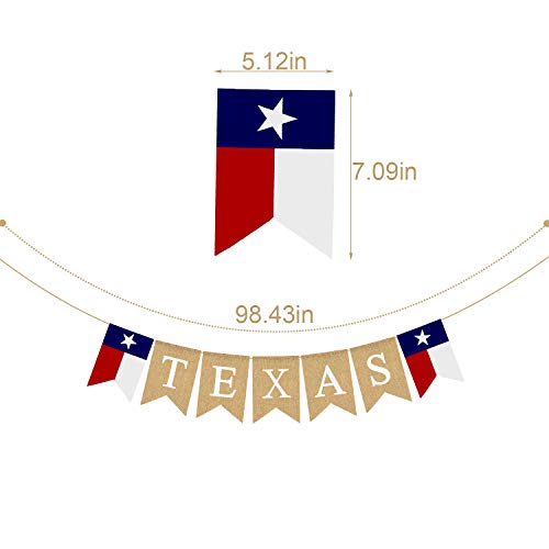 Jute Burlap Texas Lone Star State Flag Banner for Garden Fence,Fireplace Mantel Decoration