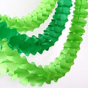 Green Tissue Paper Leaf Garland for St Patricks Party Decoration Four Leaf Shamrock Clover Steamers Spring Party Decor Backdrop Banner Hanging Irish Birthday Wedding Baby Shower Party Supplies