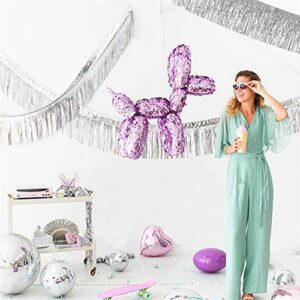 BEISHIDA 3 Packs Metallic Foil Fringe Garland Silver Wall Hanging Tinsel Fringe Banners for Car Parade Floats Bridal Shower Wedding Birthday Easter Graduation Holiday Party Decoration(30 Feet)