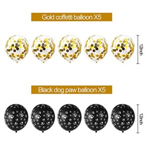 Dog Birthday Party Decorations Supplies, Black Glitter It's My Bday Mother Puppers Banner, Funny Dog Birthday Banner Gold Black Glitter Dot Circle Garland Banner Paw Print Balloons for Dogs Birthday Party Decorations