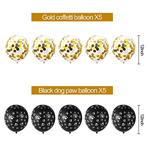 Dog Birthday Party Decorations Supplies, Black Glitter It's My Bday Mother Puppers Banner, Funny Dog Birthday Banner Gold Black Glitter Dot Circle Garland Banner Paw Print Balloons for Dogs Birthday Party Decorations