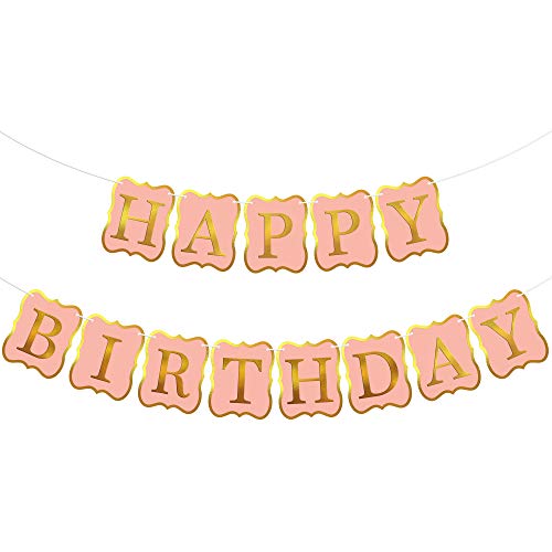 Huge, Rose Gold Backdrop for Birthday - Pack of 3 | Rose Gold Fringe Curtain with Peach Happy Birthday Banner | Rose Gold Streamers | Rose Gold Happy Birthday Banner | Rose Gold Birthday Decorations