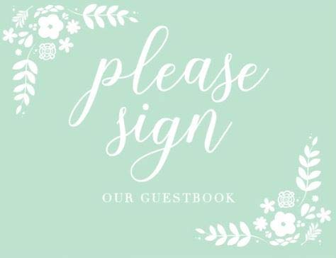 Andaz Press Floral Mint Green Wedding Collection, Party Signs, Please Sign Our Guestbook, 8.5x11-inch, 1-Pack