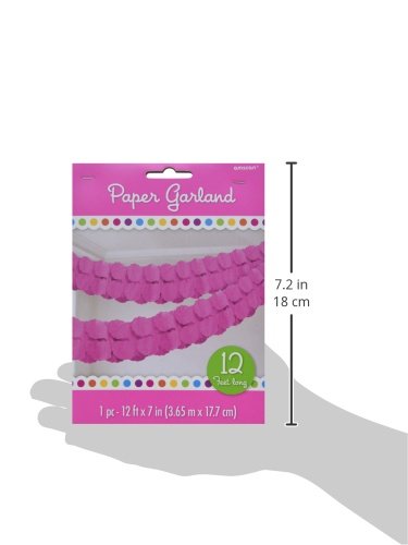 Amscan Bright Pink Paper Garland, 12' - 1 Pc