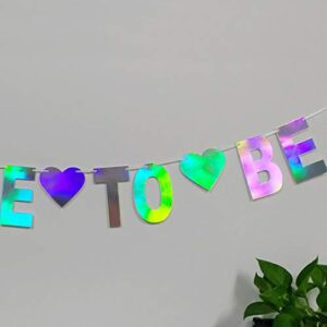 Holographic Bride To Be Banner, Iridescent Bridal Shower Sign Hanging Party Decorations for Bachelorette Weekend, Engagement, Bridal Shower, Wedding Party Celebration