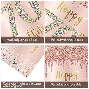 70th Birthday Door Banner Decorations for Women, Pink Rose Gold Happy 70th Birthday Door Cover Backdrop Party Supplies, Large Seventy Year Old Birthday Poster Sign Decor