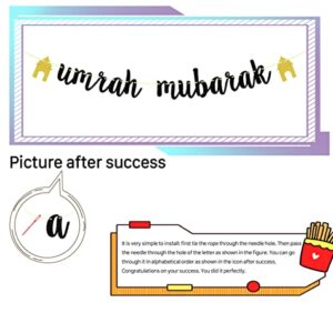 Umrah Mubarak Banner Eid Mubarak Banner Gold GlitterEid Mubarak Decorations | Eid Mubarak Party Decorations Supplies Eid Mubarak Party Decorations（Gold and Black）