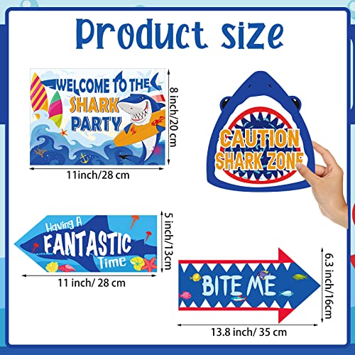 20 Pieces Shark Party Decorations Signs Funny Shark Zone Party Supplies Shark Decorations Shark Week Decorations Welcome Shark Design Decor for Boys Kids Birthday Party Ocean Shark Theme Party