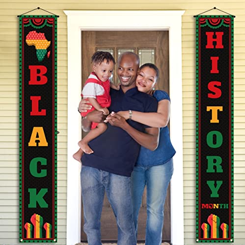 Black History Month Front Door Banner February Black Pride Juneteenth Indoor Outdoor Porch Wall Yard Mantle Fireplace Decoration