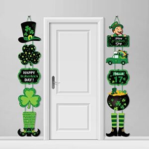 st patrick’s day door banner decoration hanging welcome signs door banner green shamrock car hat leprechaun hanging door decor happy st patrick’s home decor paper banner for home outdoor indoor