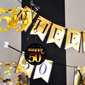 50th Birthday and Anniversary Decorations Party Pack - Cheers to 50 Years Banner, Balloons, Swirls and Confetti Party Supplies