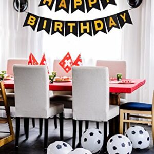 Happy Birthday Banner Black and Gold Glitter Letters on Thick Cardstock Paper Black Happy Birthday Bunting Garland for Birthday Photo Booth and Backdrop Hanging Party Supplies