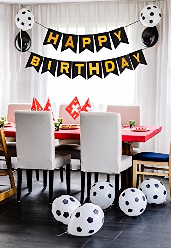 Happy Birthday Banner Black and Gold Glitter Letters on Thick Cardstock Paper Black Happy Birthday Bunting Garland for Birthday Photo Booth and Backdrop Hanging Party Supplies