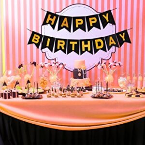 Happy Birthday Banner Black and Gold Glitter Letters on Thick Cardstock Paper Black Happy Birthday Bunting Garland for Birthday Photo Booth and Backdrop Hanging Party Supplies