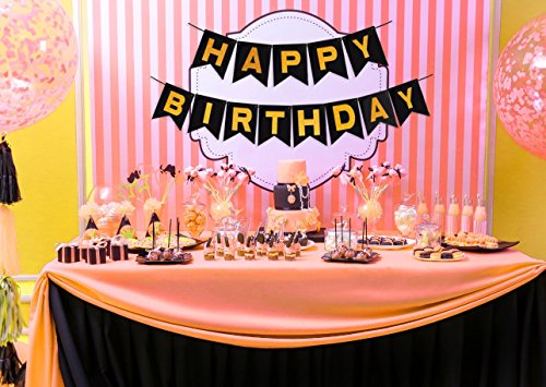 Happy Birthday Banner Black and Gold Glitter Letters on Thick Cardstock Paper Black Happy Birthday Bunting Garland for Birthday Photo Booth and Backdrop Hanging Party Supplies