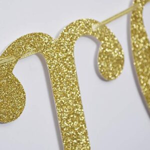 Gettin' Hitched Gold Gliter Banner, Fun Engagement, Bachelorette Party Decorations (Gold)