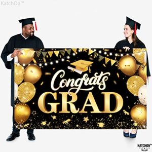 XtraLarge, Congrats Grad Banner - 72x44 Inch | Graduation Banner for Graduation Party Decorations 2023 | Congratulations Banner for Black and Gold Graduation Decorations 2023 | Graduation Backdrop