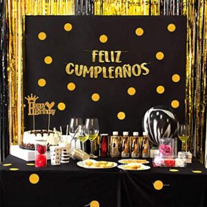 Feliz Cumpleaños Gold Glitter Banner, Spanish Happy Birthday Banner, Fiesta Mexican Themed Birthday Party Decorations