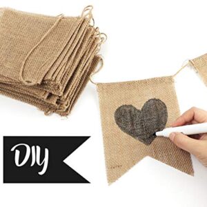 34Pcs Burlap Banner Adjustable Flags DIY Banners for Baby Shower, Party, Wedding and Birthday, 5 x 7 inch