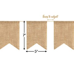 34Pcs Burlap Banner Adjustable Flags DIY Banners for Baby Shower, Party, Wedding and Birthday, 5 x 7 inch