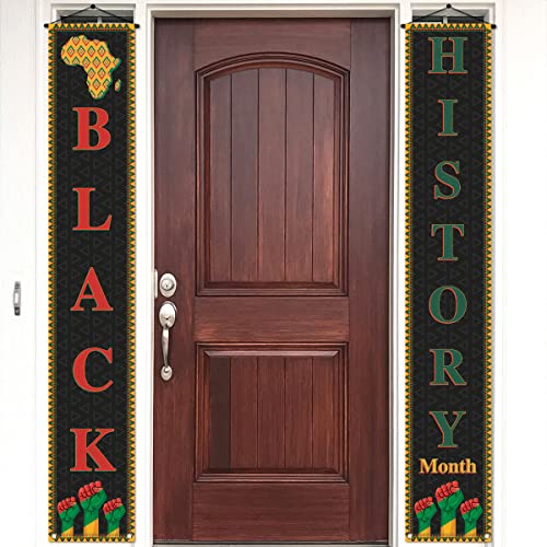 Pudodo Black History Month Porch Banner African American Afro National Holiday Front Door Sign Wall Hanging Party Decoration