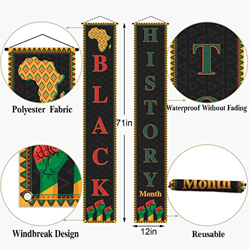 Pudodo Black History Month Porch Banner African American Afro National Holiday Front Door Sign Wall Hanging Party Decoration