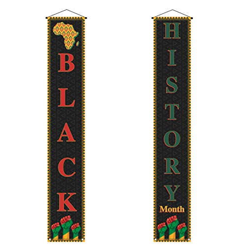 Pudodo Black History Month Porch Banner African American Afro National Holiday Front Door Sign Wall Hanging Party Decoration