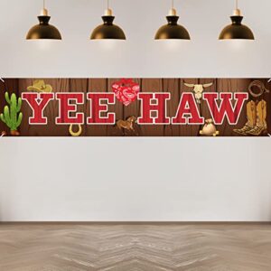 western cowboy yee haw banner party decorations, western theme cowboy theme birthday banner party supplies, wild west cowboy party decor photo booth props for indoor outdoor