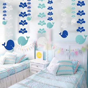 Blue Whale Hanging Paper Decoration (6pcs) - Ocean Theme Hanging Paper Party Streamers for Kids Bedroom Decoration, Ocean Sea Life Ceiling Paper for Baby Shower Party Supplies