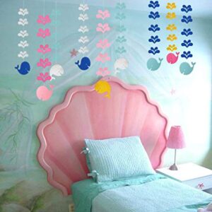 Blue Whale Hanging Paper Decoration (6pcs) - Ocean Theme Hanging Paper Party Streamers for Kids Bedroom Decoration, Ocean Sea Life Ceiling Paper for Baby Shower Party Supplies