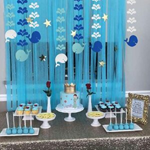 Blue Whale Hanging Paper Decoration (6pcs) - Ocean Theme Hanging Paper Party Streamers for Kids Bedroom Decoration, Ocean Sea Life Ceiling Paper for Baby Shower Party Supplies