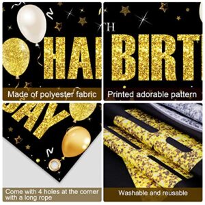 50th Birthday Banner Decorations for Men Women, Black Gold Happy 50 Birthday Yard Banner Sign Party Supplies, Fifty Year Old Birthday Party Decor for Indoor Outdoor