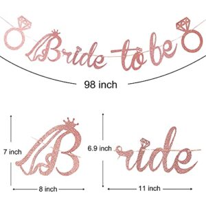 Bachelorette Party Decorations Engagement Wedding Hen Party Rose Gold Glitter Diamond Ring Hanging Swirl Decorations and Bridal Will Be Banner Bridal Shower Supplies