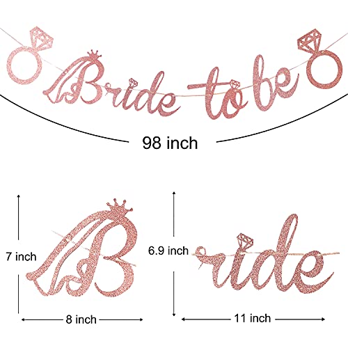 Bachelorette Party Decorations Engagement Wedding Hen Party Rose Gold Glitter Diamond Ring Hanging Swirl Decorations and Bridal Will Be Banner Bridal Shower Supplies