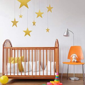 Maitys Hanging Star Cutouts with 4 Sizes (6cm/12cm/20cm/30cm) Shining Finish Star Yard Decorations Party Decor with 50 m Nylon Beading Fishing Line (Gold, 24)