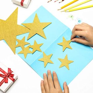 Maitys Hanging Star Cutouts with 4 Sizes (6cm/12cm/20cm/30cm) Shining Finish Star Yard Decorations Party Decor with 50 m Nylon Beading Fishing Line (Gold, 24)